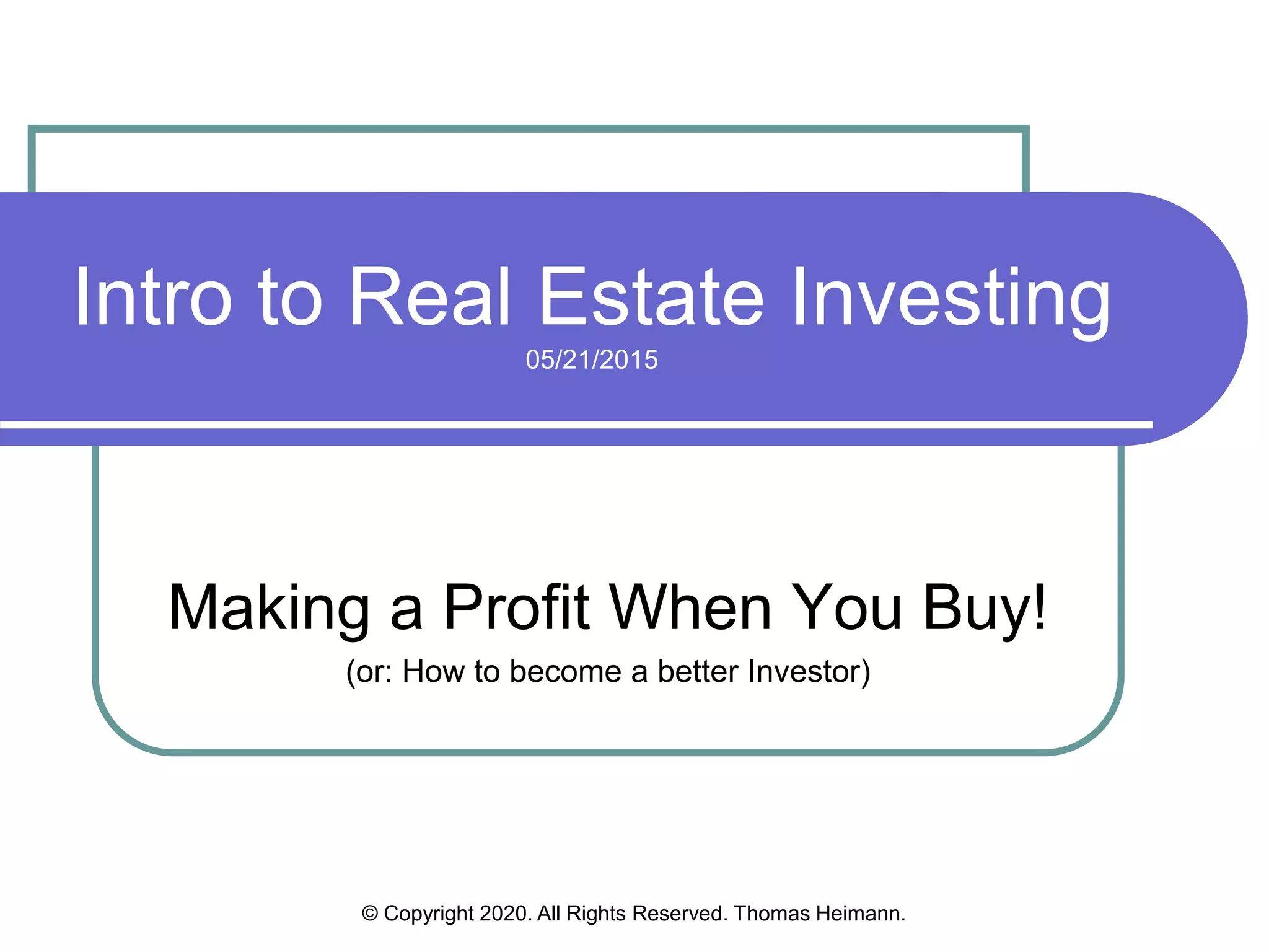 Introduction to Real Estate Investing | PPT