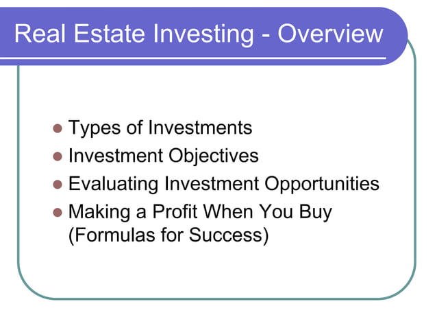 Introduction to Real Estate Investing | PPT