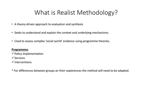 Intro to realist research | PPTX | Science
