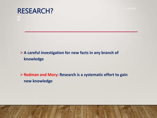 Intro to research methodology ppt for all | PPT