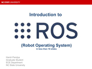 Introduction to ROS (Robot Operating System) | PPTX