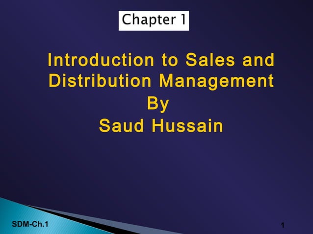 Intro to sales & distribution management | PPT
