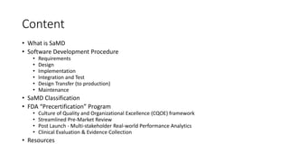 An Overview for Software as a Medical Device (SaMD) | PPTX