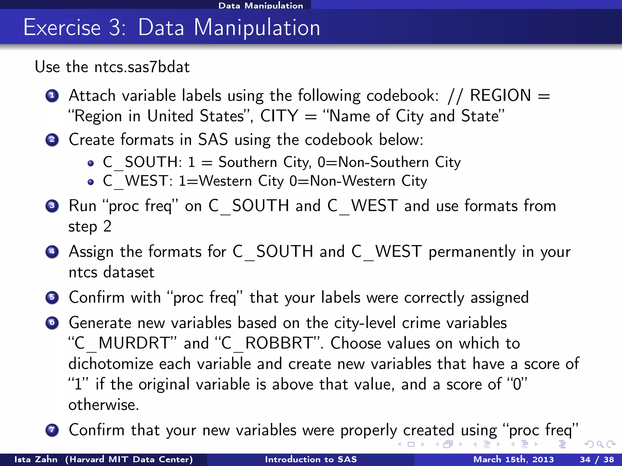 Introduction to SAS | PDF