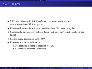 Introduction to SAS | PDF