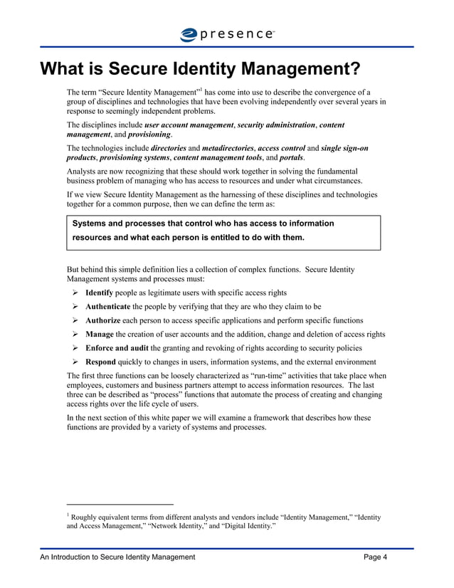 Intro To Secure Identity Management | PDF