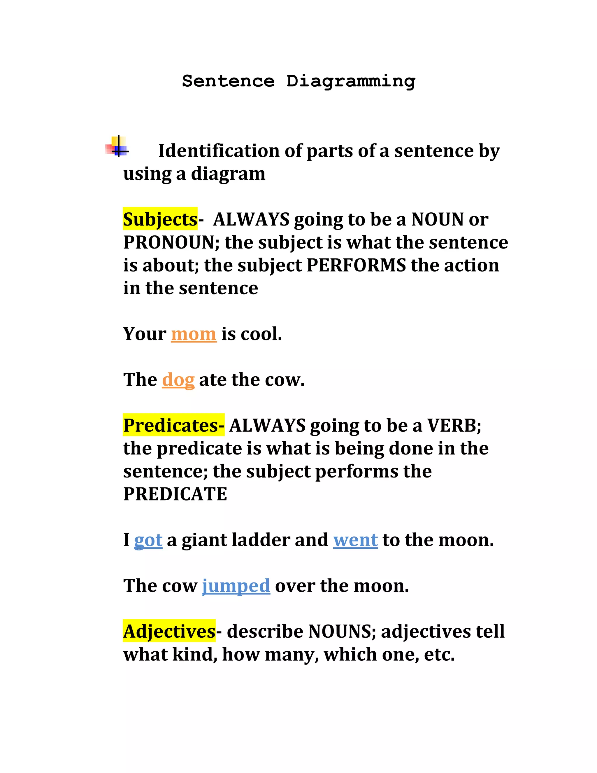 Intro To Sentence Diagramming | PDF