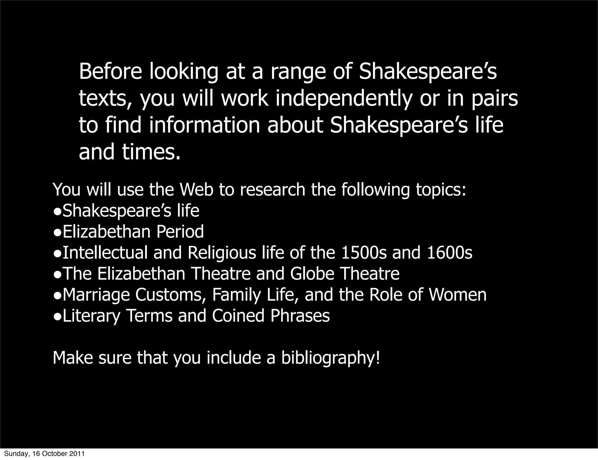 Intro to Shakespeare | PPT