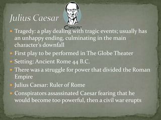 Intro to shakespeare and julius caesar | PPTX