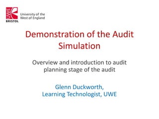 Demonstration of the audit simulation - Susan Whittaker and Glenn ...