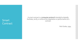 Intro to Smart Contracts | PPT