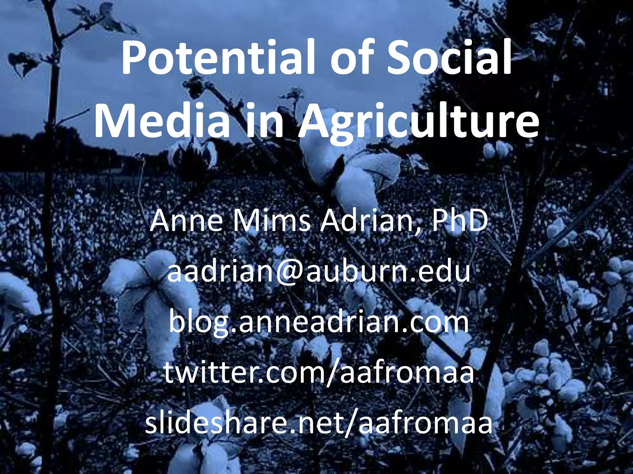 Social media potential for agriculture | PPTX