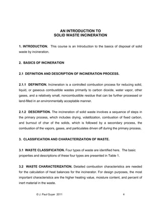 Intro to solid waste incineration | PDF