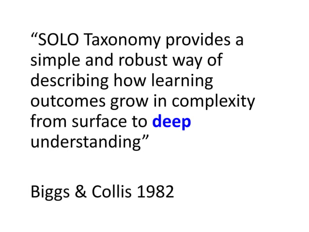 Introduction to SOLO taxonomy | PPTX | Educational Assessment | Education