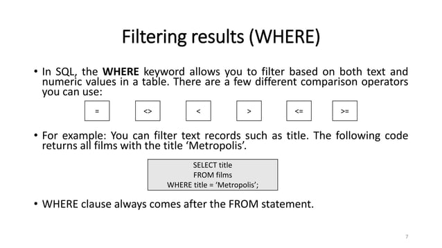 Introduction to SQL | PPTX | Databases | Computer Software and Applications