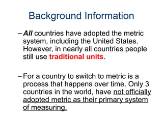 Intro to standard metric measurement | PPT