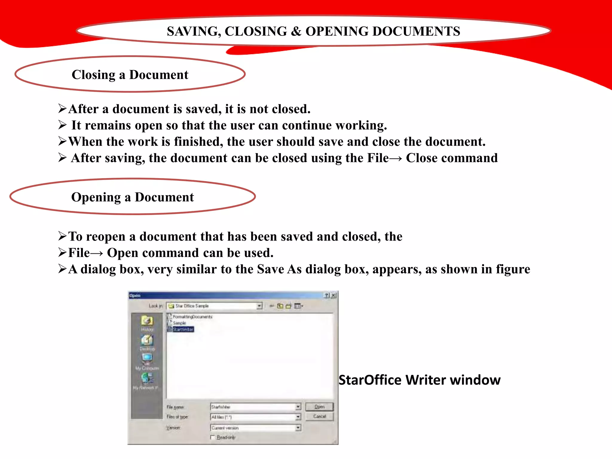 Saving Closing And Opening Documents Rdsivakumar Ppt
