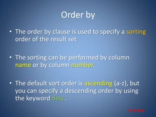 Intro to t sql – 3rd session | PPTX