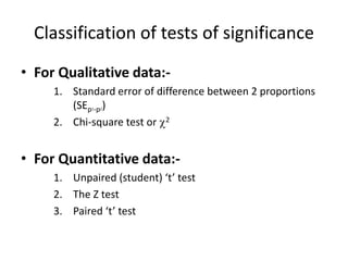 Intro to tests of significance qualitative | PPTX