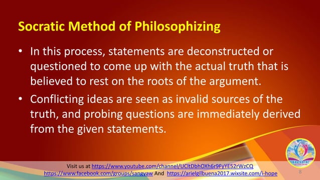Intro to the philosophy of the human person ch 2-1 socratic method of ...