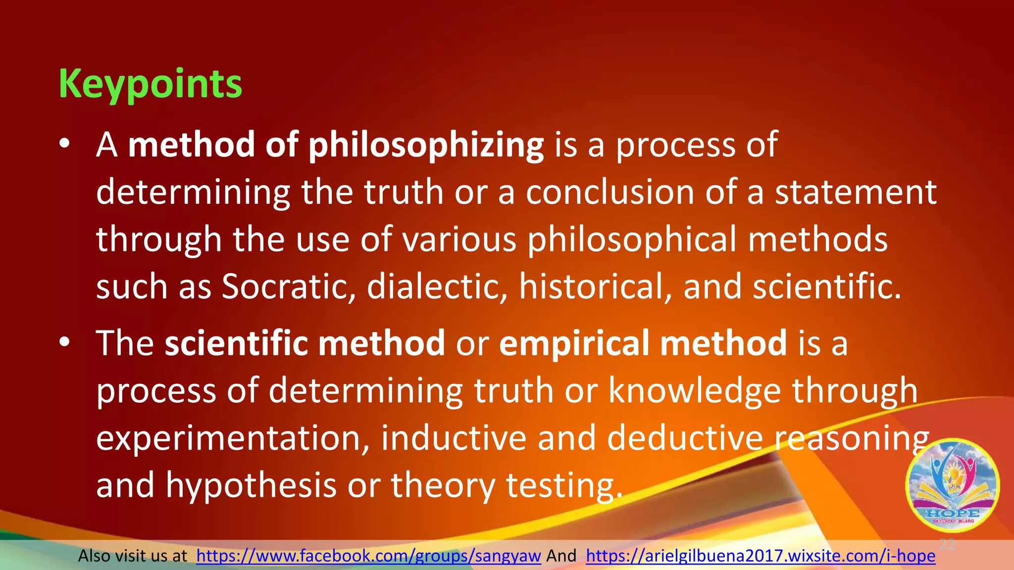 Intro to the philosophy of the human person _ ch 2-3 scientific method ...