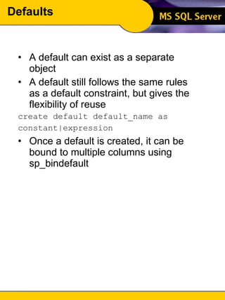 Intro to tsql unit 8 | PPT