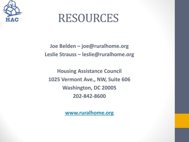 Federal Rural Housing Programs Update | PPT