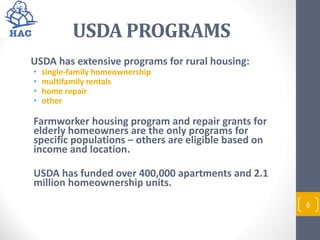 Federal Rural Housing Programs Update | PPT