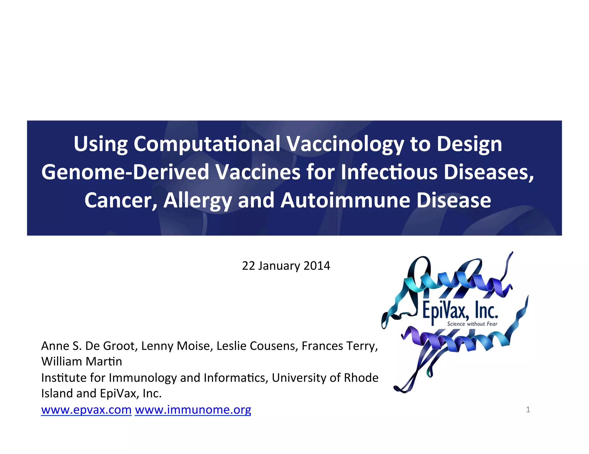 Introduction to Computational Vaccinology and iVAX by EpiVax | PDF
