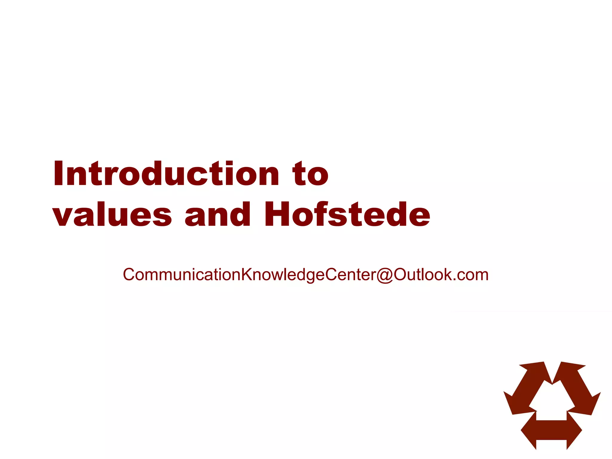 Intro to values and hofstede | PPT