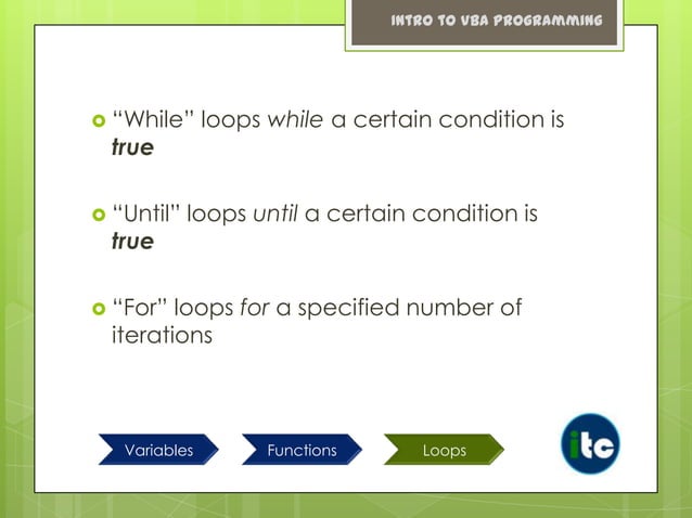 Intro to Excel VBA Programming | PPTX