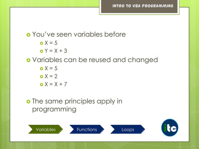 Intro to Excel VBA Programming | PPTX