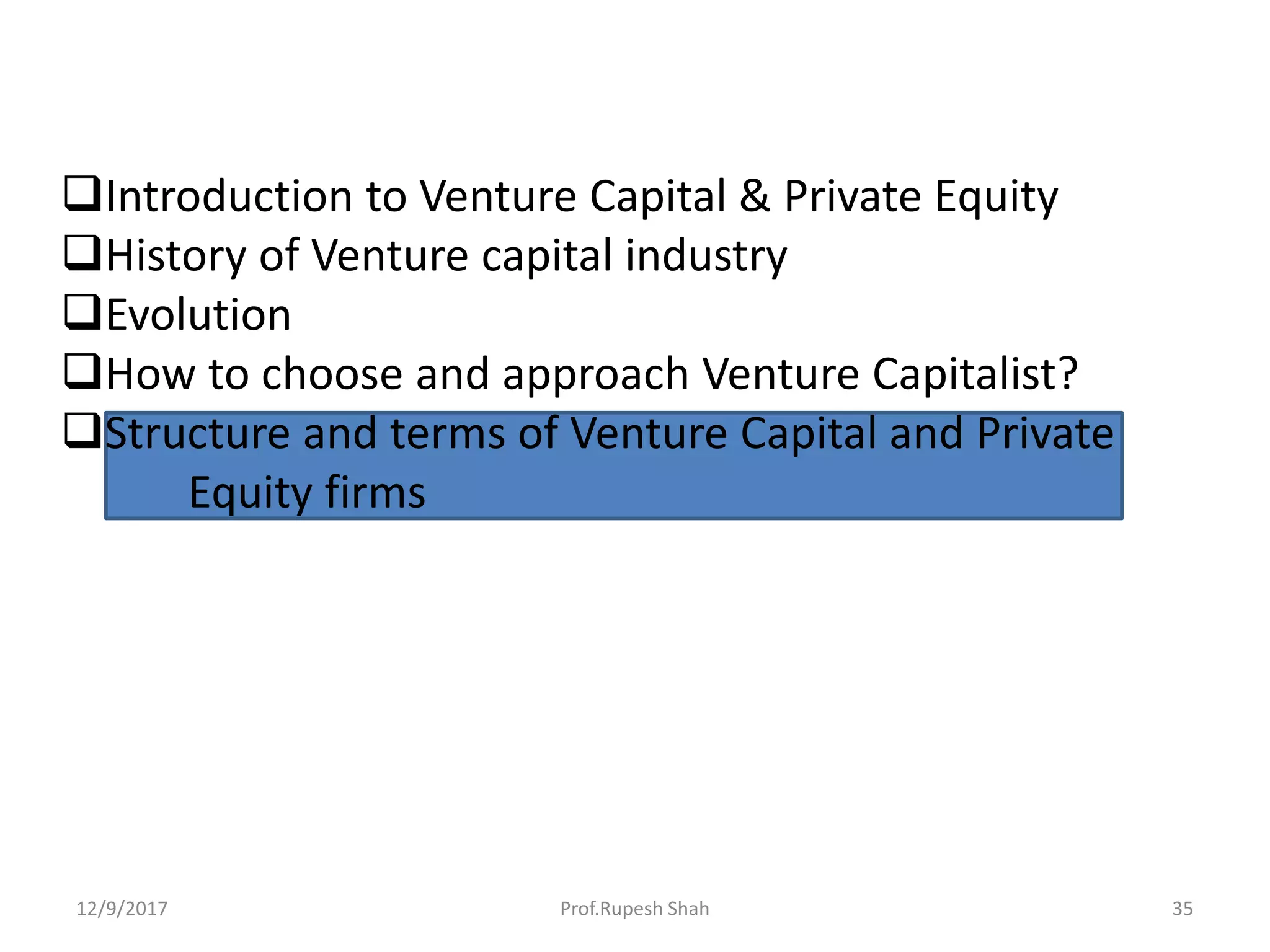 Introduction to venture capital and pvt equity | PPTX