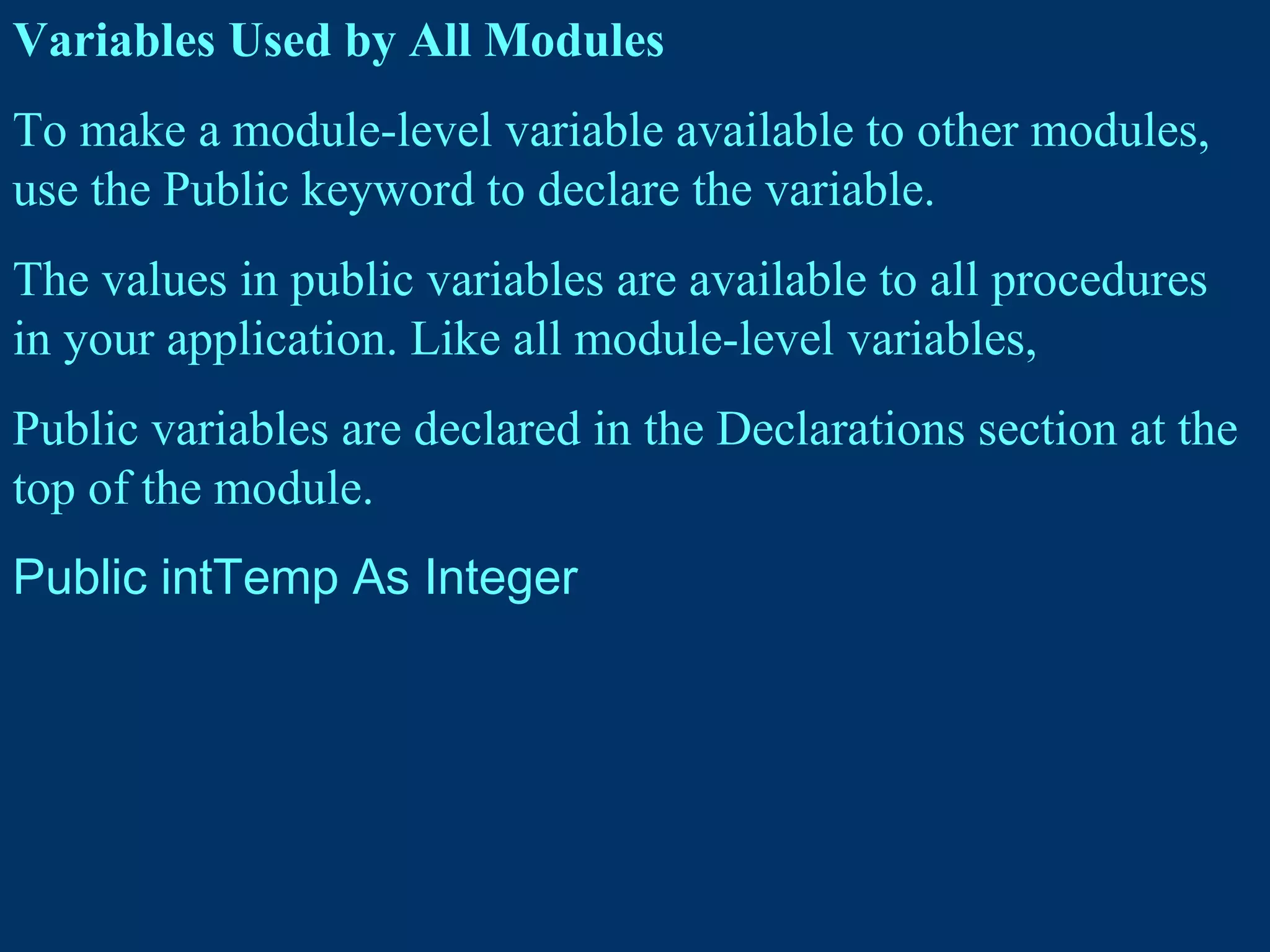Introduction to Visual Basic | PPT