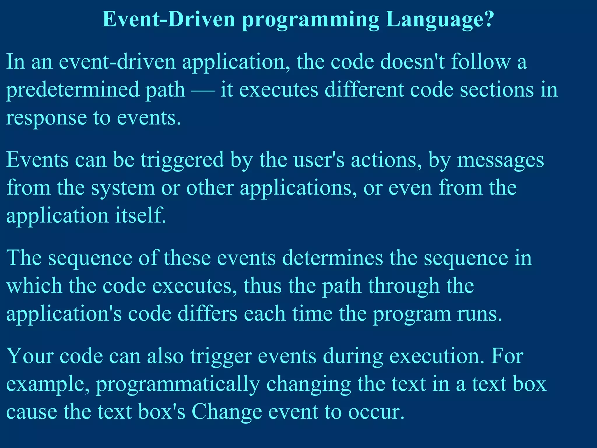 Introduction To Visual Basic Ppt