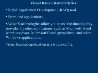 Introduction to Visual Basic | PPT | Programming Languages | Computing
