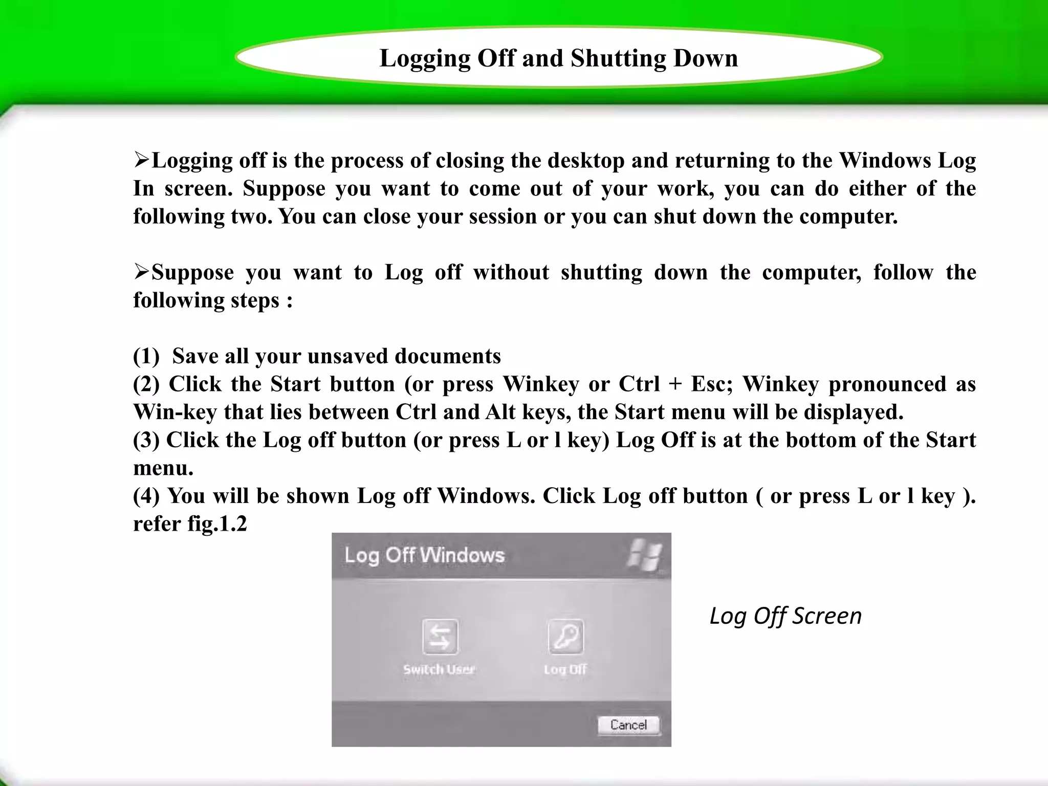 Logging Off and Shutting Down - R.D.Sivakumar | PPTX