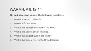 Intro to world geography skills | PPTX | Maps & Navigation