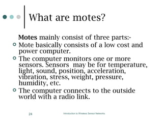 Intro to wsn | PPT | Internet of Things | Internet