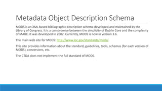 CTDA Workshop on XML and MODS | PPT