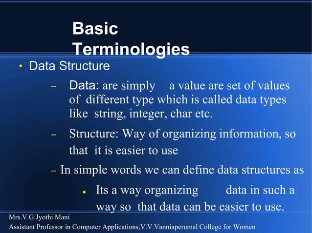Data structure | PPTX | Programming Languages | Computing
