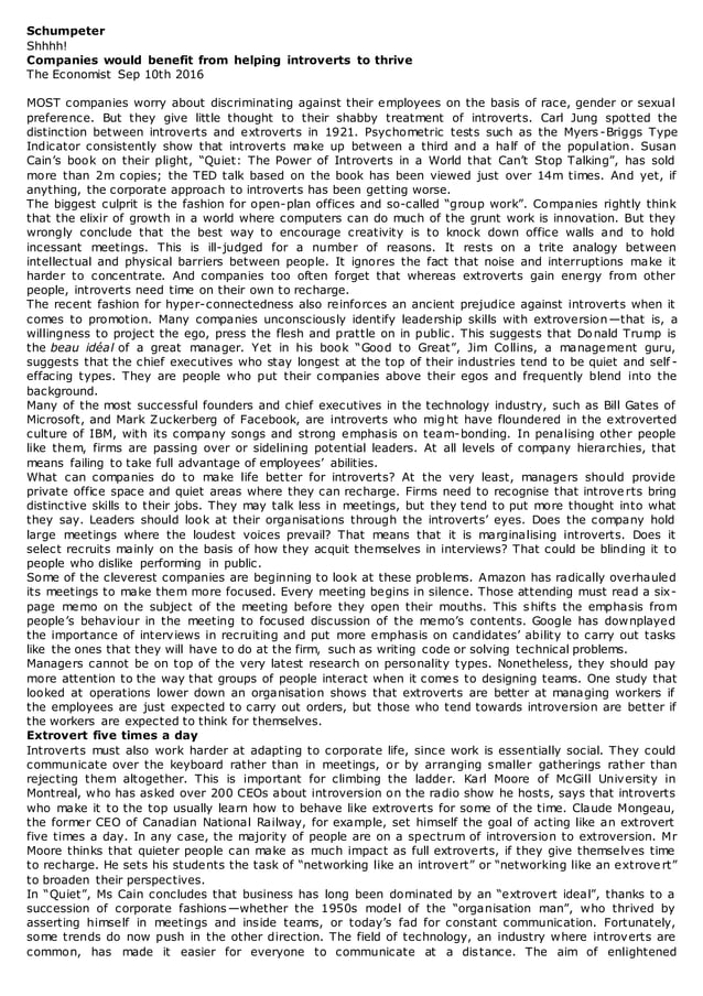 Introverts vs extroverts c1.2 economist with key | DOCX | Resume ...