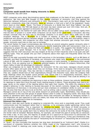 Introverts vs extroverts c1.2 economist with key | DOCX | Resume ...