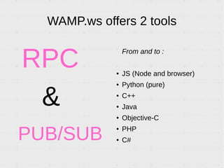 Introduction to WAMP, a protocol enabling PUB/SUB and RPC over Websocket | PDF | Web Development ...