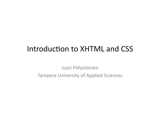 Introduction to XML, XHTML and CSS | PDF