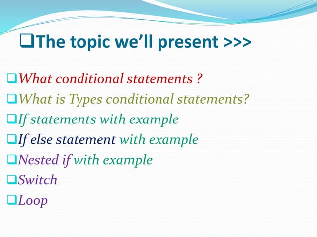 Intruduction conditional statement | PPT