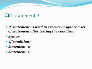 Intruduction conditional statement | PPT