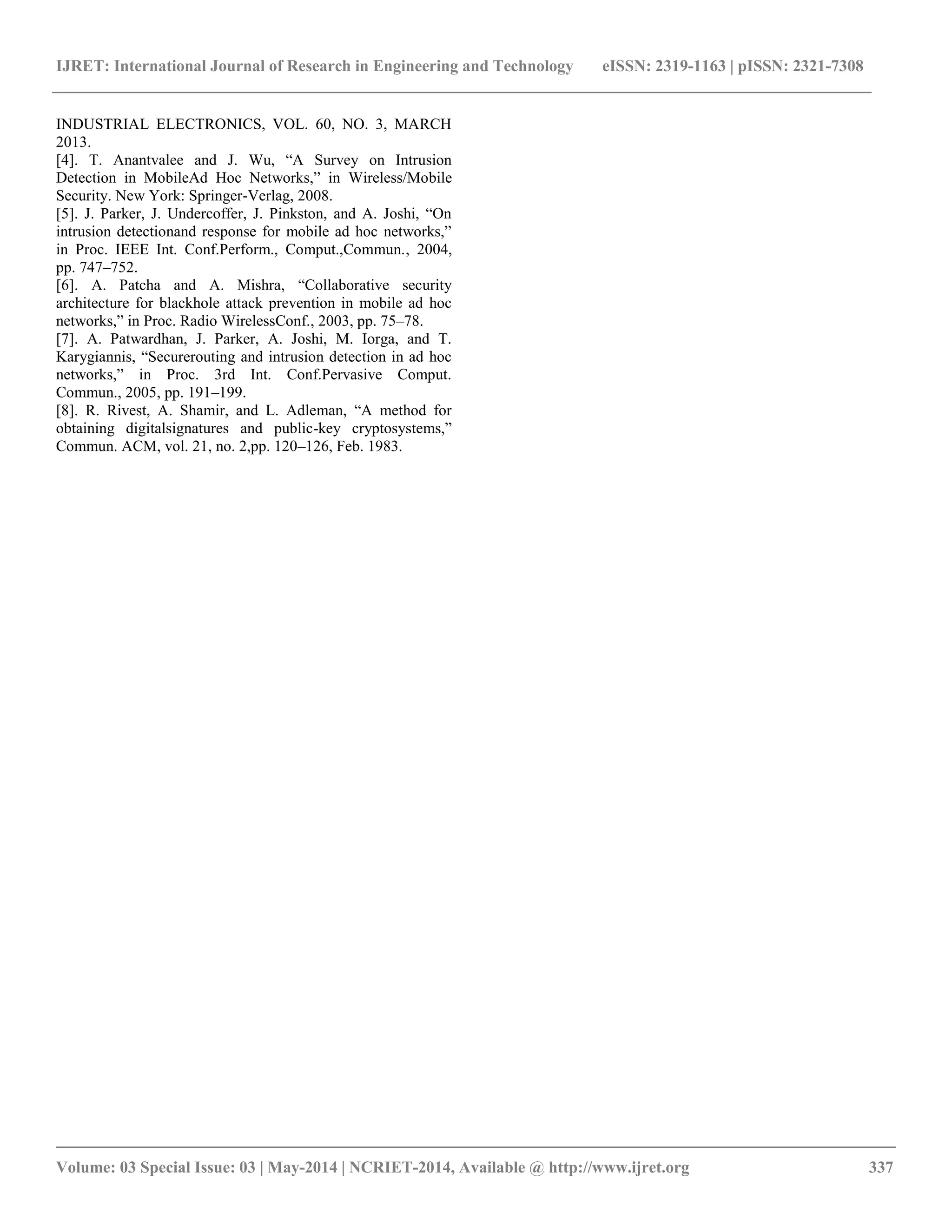 Intrusion Detection System For Manets A Secure Eaack Pdf