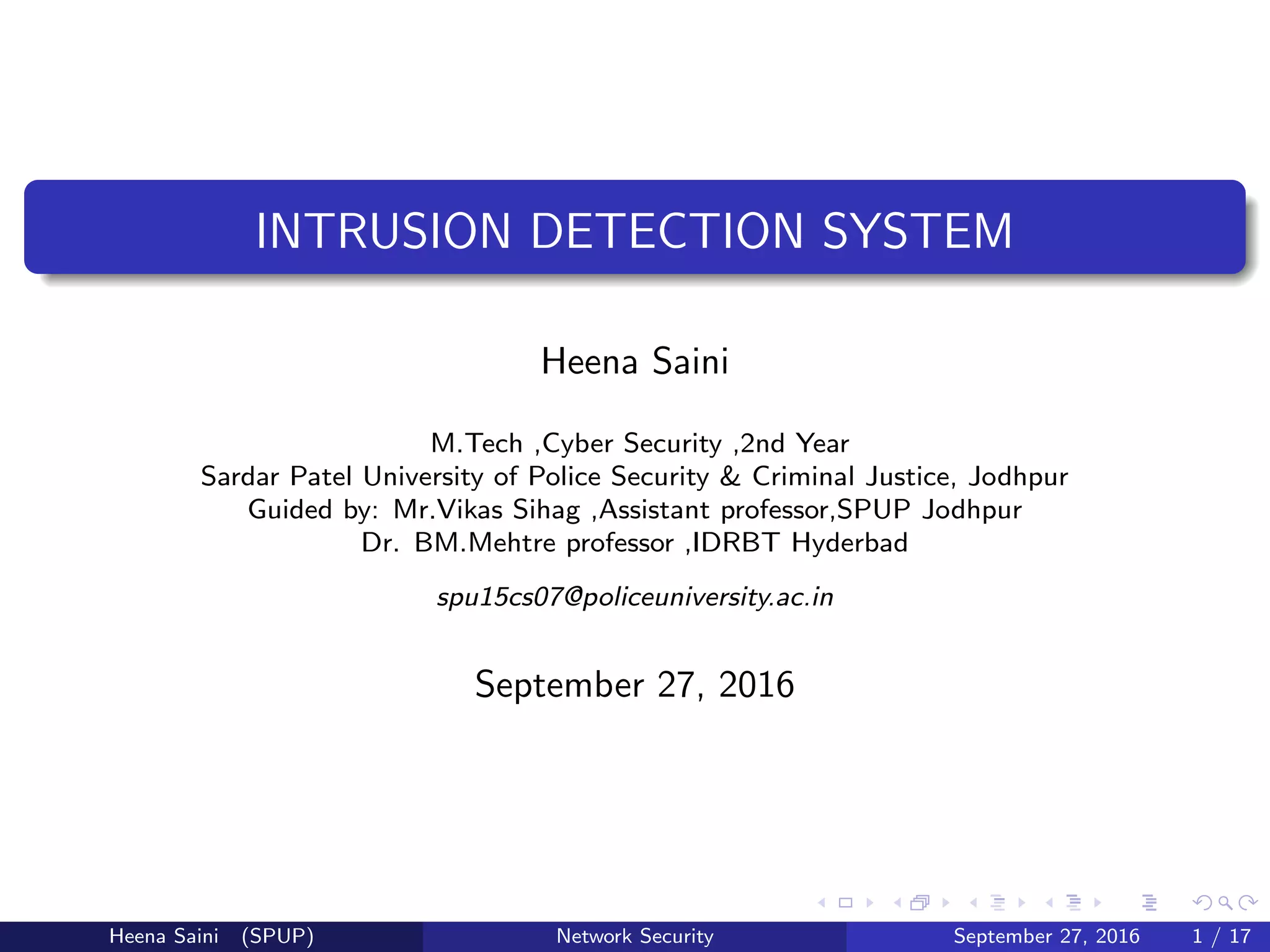 Intrusion dectection system | PPT