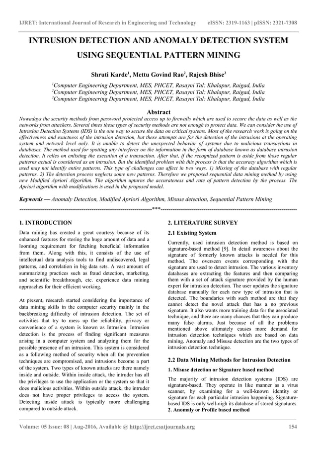 Intrusion Detection And Anomaly Detection System Using Sequential Pattern Mining Pdf